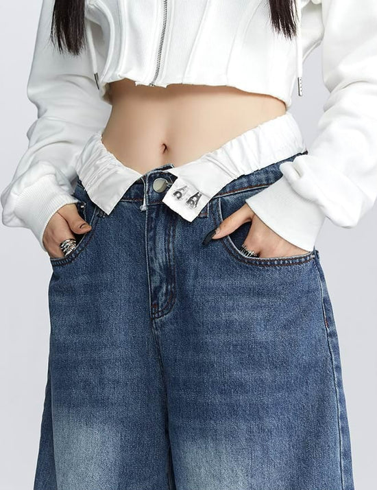 Fold-Over Waist Jeans