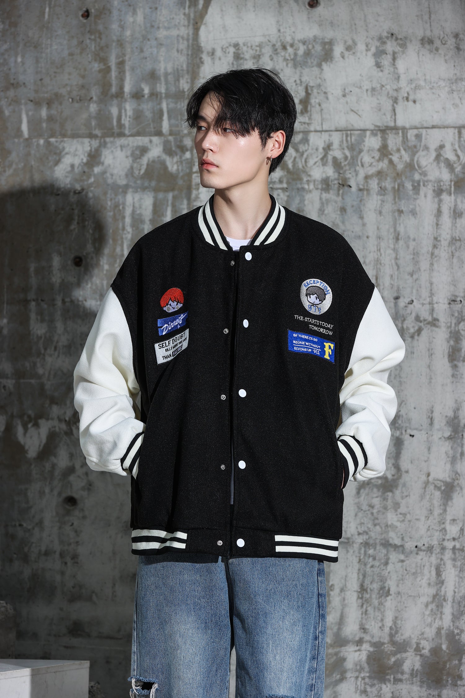 Oversized Vintage Graphic Baseball Jacket