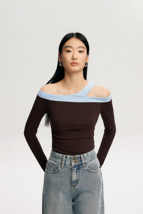 Asymmetric Strap Off Shoulder Top